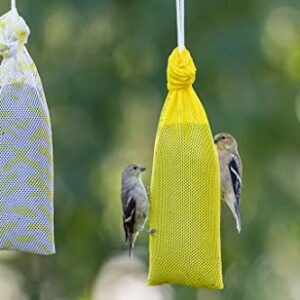 Mr. Canary Yellow 'Pair of Socks' Finch Sock Feeders, 2pk, Seed-Filled All-Season Feeders, 24oz Total