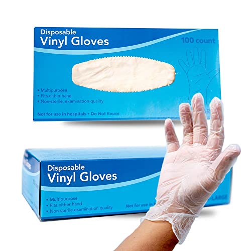 Disposable Vinyl Gloves | Case of 2000 | Multipurpose | Food Handling Use | Powder Free | Clear (2000, Large)