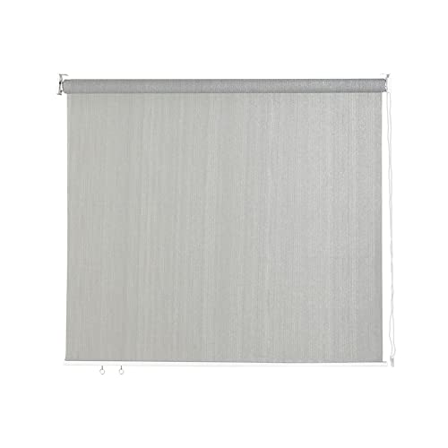 PHI VILLA Aluminum Patio Shades Roll Up Outdoor Sun Shade Roller 8ft Width by 8ft Height,Grey