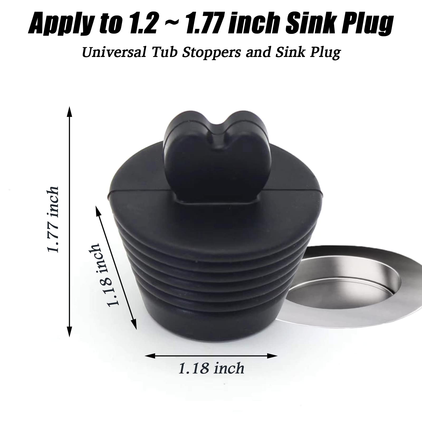 Bathtub Stoppers, Universal Tub Stoppers for Bathtub, Silicone Bathroom Sink Drain Plug Bath Stopper for Kitchen Bathtub Sink Drains (2 Pack, Black, Gray)