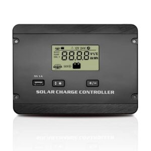 y&h 30a 12v/24v flush mount pwm negative ground solar charge controller w/ lcd display usb ports, solar panel regulator for flooded, agm, gel, lithium