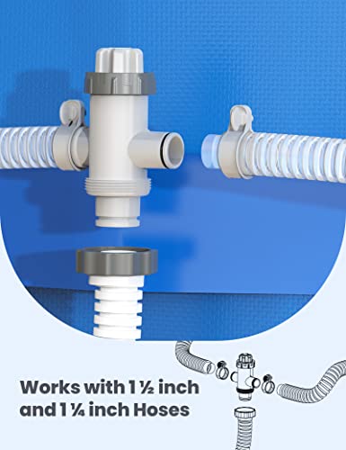 POOLHACKER Pool Fittings Dual Split Hose Plunger Valve, Pool Parts Replacement Shut-Off Valve with Dual inlets for Above Ground Pool