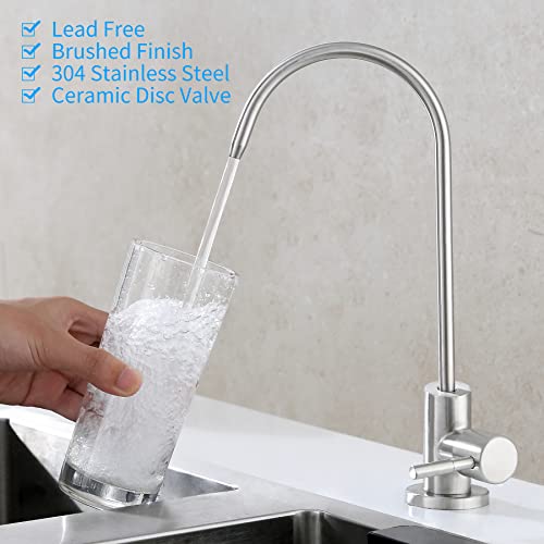 Jeonestan Drinking Water Faucet,Water Purifier Faucet,Lead-Free Filtered Faucet Fits Reverse Osmosis Units or Water Filtration System in Non-Air Gap, Kitchen RO Faucet (Brushed)