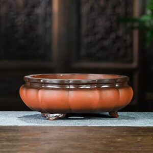 plant pot 12.71 inch purple sand flower pot retro three-legged round flowerpot classical potted table decoration purple sand flower pot succulent bonsai flowerpot