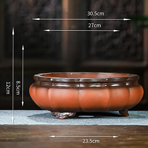 Plant Pot 12.71 Inch Purple Sand Flower Pot Retro Three-Legged Round Flowerpot Classical Potted Table Decoration Purple Sand Flower Pot Succulent Bonsai Flowerpot