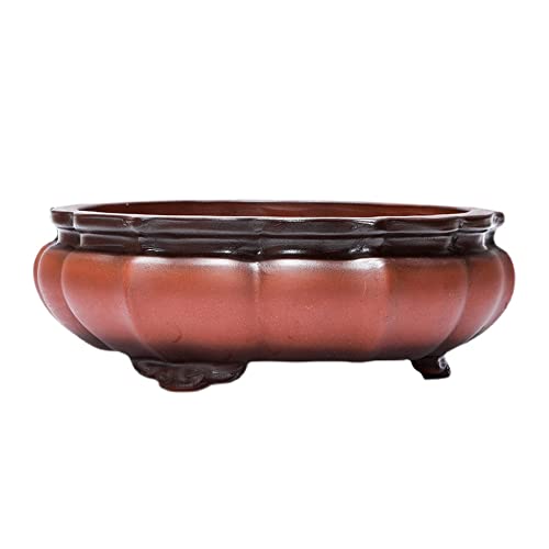 Plant Pot 12.71 Inch Purple Sand Flower Pot Retro Three-Legged Round Flowerpot Classical Potted Table Decoration Purple Sand Flower Pot Succulent Bonsai Flowerpot