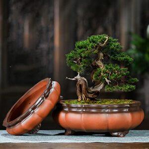 Plant Pot 12.71 Inch Purple Sand Flower Pot Retro Three-Legged Round Flowerpot Classical Potted Table Decoration Purple Sand Flower Pot Succulent Bonsai Flowerpot