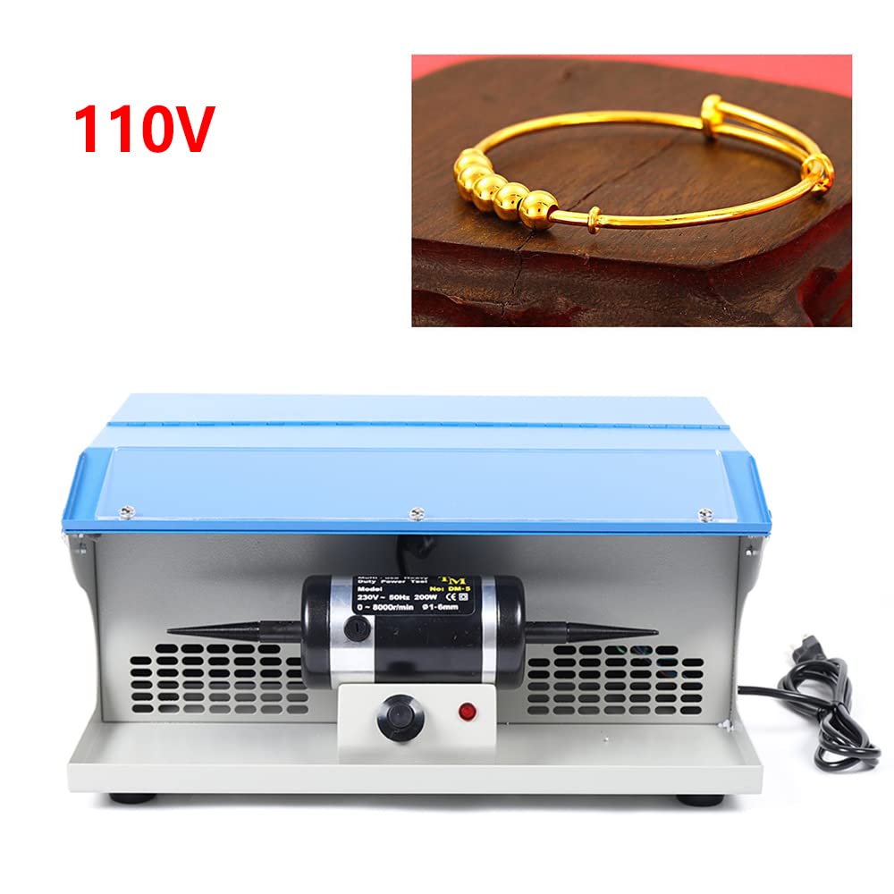 Polishing Buffing Machine, 110V 200W Jewelry Buffing Machine Jewelry Polishing Tool Dust Collector with Light Table Top Jewelry Buffer Polisher US Plug