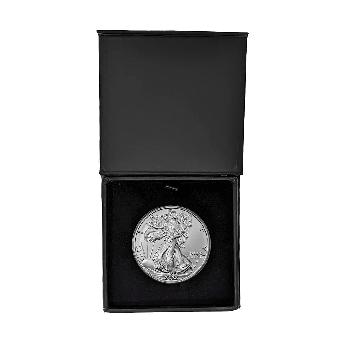 2022 - American Silver Eagle in Plastic Air Tite and Magnet Close Black Gift Box Dollar US Mint Uncirculated