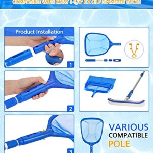 Mowend Pool Net, Pool Skimmer Net with 17.28-34.8" Telescopic Pole, 3 Section Pole, Pool Net for Cleaning, Including EZ-Clip, Pool Skimmer for Hot Tub, Spas, Pond and Inflatable Hot Tub