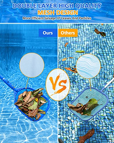 Mowend Pool Net, Pool Skimmer Net with 17.28-34.8" Telescopic Pole, 3 Section Pole, Pool Net for Cleaning, Including EZ-Clip, Pool Skimmer for Hot Tub, Spas, Pond and Inflatable Hot Tub