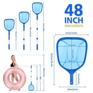 Mowend Pool Net, Pool Skimmer Net with 17.28-34.8" Telescopic Pole, 3 Section Pole, Pool Net for Cleaning, Including EZ-Clip, Pool Skimmer for Hot Tub, Spas, Pond and Inflatable Hot Tub