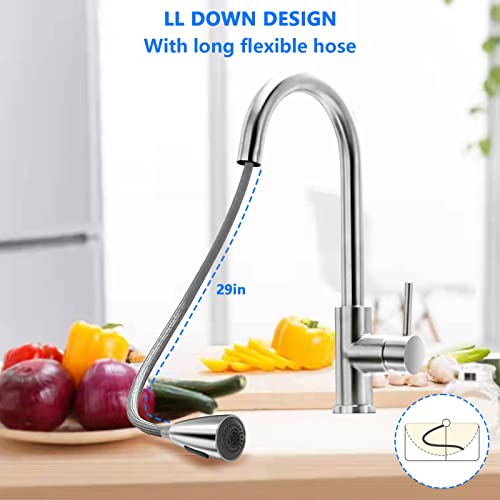 Kitchen Faucets with Pull Down Sprayer and Magnetic Docking Spray Head, Adjustable Faucet Made of 304 Stainless Steel, for Home Outdoor Farmhouse Laundry Commercial Sink’