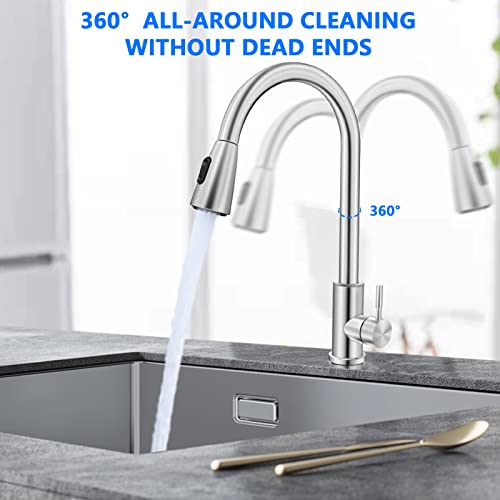 Kitchen Faucets with Pull Down Sprayer and Magnetic Docking Spray Head, Adjustable Faucet Made of 304 Stainless Steel, for Home Outdoor Farmhouse Laundry Commercial Sink’