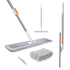 microfiber flat mop 32 in large mops for floor cleaning commercial dust dry wet mops on hardwood floors with 4 washable pads aluminium telescopic long handle floor cleaning tools