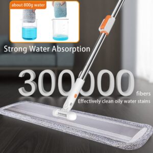 Microfiber Flat Mop 32 in Large Mops for Floor Cleaning Commercial Dust Dry Wet Mops on Hardwood Floors with 4 Washable Pads Aluminium Telescopic Long Handle Floor Cleaning Tools