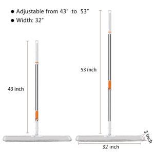 Microfiber Flat Mop 32 in Large Mops for Floor Cleaning Commercial Dust Dry Wet Mops on Hardwood Floors with 4 Washable Pads Aluminium Telescopic Long Handle Floor Cleaning Tools