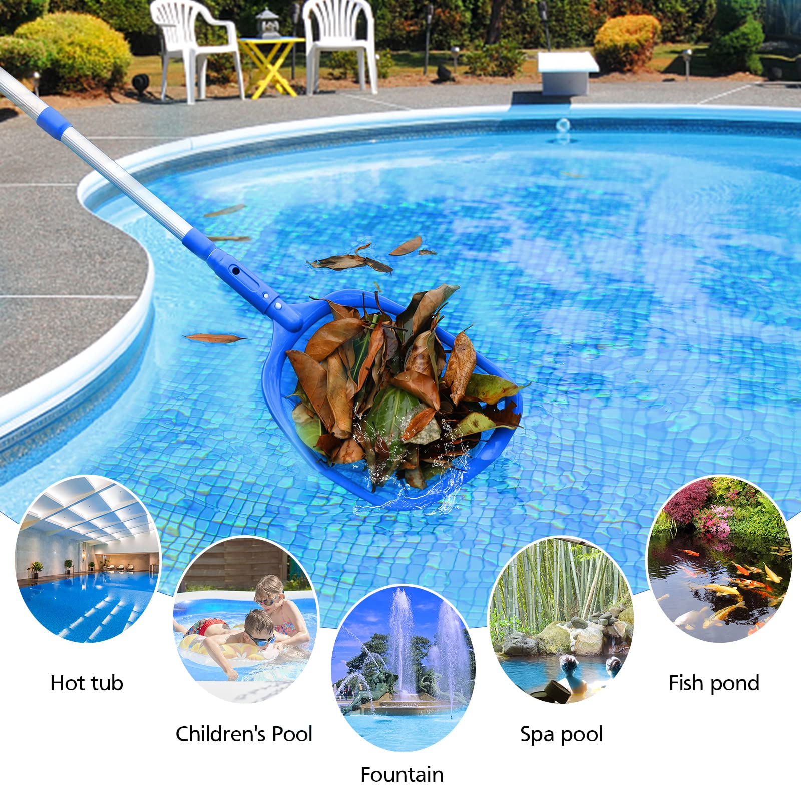 Mowend Pool Net, Pool Net for Cleaning, Including EZ-Clip, Pool Skimmer for Cleaning Pool Liners, Spas, Ponds and Kids Inflatable Pool (Pool Skimmer Net)