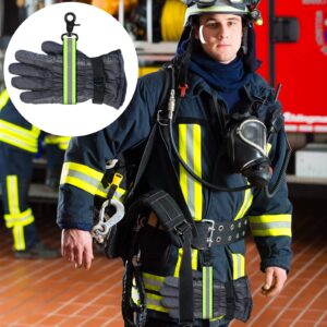 Shappy 2 Pieces Firefighter Glove Strap with Reflective Trim Firefighting Glove Safety Strap Turnout with Swivel Snap Hook Clip (Green)