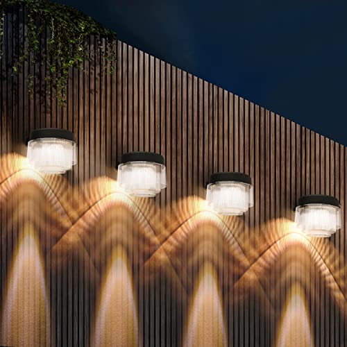 ENTOVE Solar Fence/ Deck Lights Outdoor Waterproof Led, Wall Lights, Decorative for Yard, Front Door, Garden, Patio, Garage, Swimming Pool, Stairs, Shed, Warm White 8 Pack