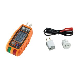 klein tools rt250 gfci receptacle tester with lcd display, for standard 3-wire 120v electrical outlets & finder accessory kit, circuit breaker leads, circuit breaker adapters klein tools 69411