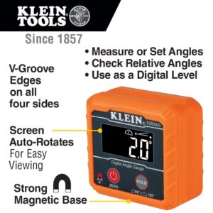 Klein Tools 935DAG Digital Electronic Level and Angle Gauge, Measures and Sets Angles & General Tools T-Bevel Gauge & Protractor - Digital Angle Finder with Full LCD Display & 8" Stainless Steel Blade