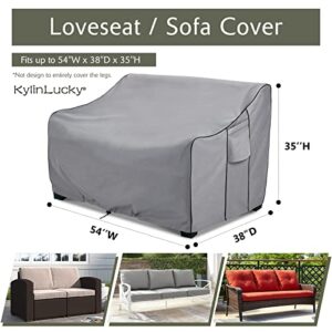 Kylinlucky Outdoor Furniture Covers Waterproof, 2-Seater Patio Sofa Covers Fits up 54W x 38D x 35H inches Grey