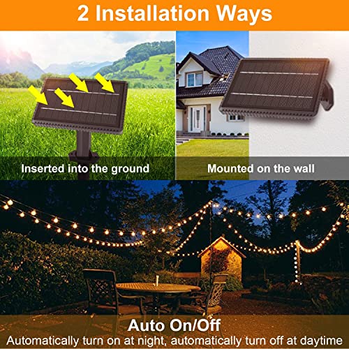 YOYONACY Solar String Lights Outdoor - 100FT Solar Patio Lights with Shatterproof G40 LED Bulbs, 4 Light Modes Waterproof Solar Powered Hanging Lights for Backyard Bistro Garden Camping Party