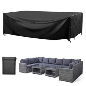 garprovm patio furniture covers waterproof outdoor table sofa set covers with upgraded 600d material, 4 windproof buckles 124 x 71 x 29 inch rectangular heavy-duty large