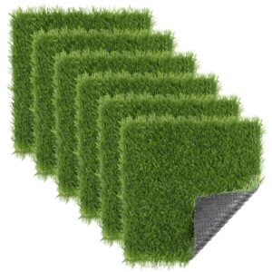 shacos artificial grass squares mat 6 pcs 12"x12" outdoor fake grass turf 1.2 inch grass patch tiles faux grass rug small with drainage holes grass rug for crafts patio wall decor