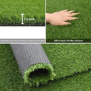 SHACOS Artificial Grass Squares Mat 6 Pcs 12"x12" Outdoor Fake Grass Turf 1.2 inch Grass Patch Tiles Faux Grass Rug Small with Drainage Holes Grass Rug for Crafts Patio Wall Decor