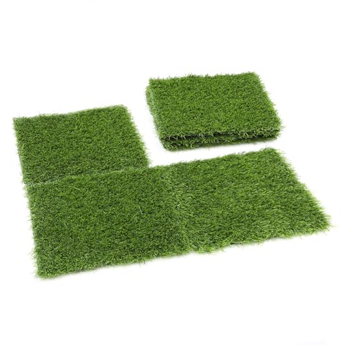 SHACOS Artificial Grass Squares Mat 6 Pcs 12"x12" Outdoor Fake Grass Turf 1.2 inch Grass Patch Tiles Faux Grass Rug Small with Drainage Holes Grass Rug for Crafts Patio Wall Decor