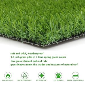 SHACOS Artificial Grass Squares Mat 6 Pcs 12"x12" Outdoor Fake Grass Turf 1.2 inch Grass Patch Tiles Faux Grass Rug Small with Drainage Holes Grass Rug for Crafts Patio Wall Decor