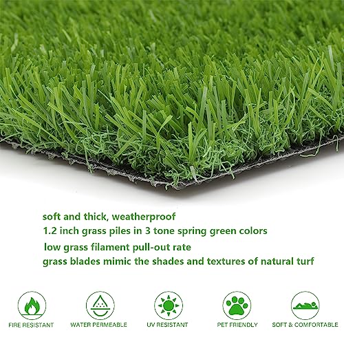 SHACOS Artificial Grass Squares Mat 6 Pcs 12"x12" Outdoor Fake Grass Turf 1.2 inch Grass Patch Tiles Faux Grass Rug Small with Drainage Holes Grass Rug for Crafts Patio Wall Decor