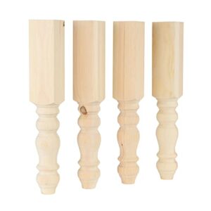 carolina leg co. chunky farmhouse end table legs - unfinished - diy furniture - turned legs - set of 4 - dimensions: 3.5" x 23"