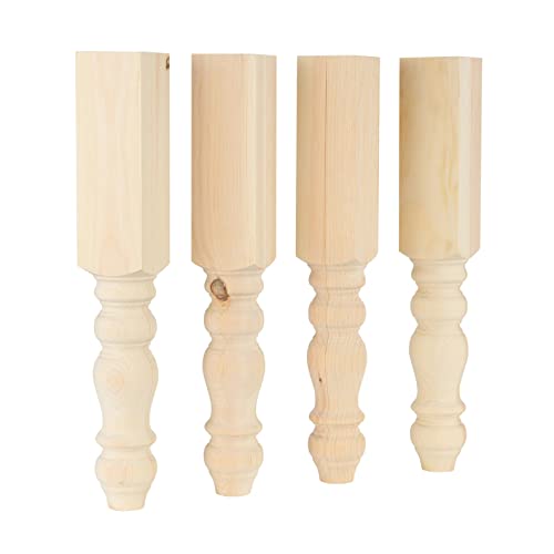 CAROLINA LEG CO. Chunky Farmhouse End Table Legs - Unfinished - DIY Furniture - Turned Legs - Set of 4 - Dimensions: 3.5" x 23"