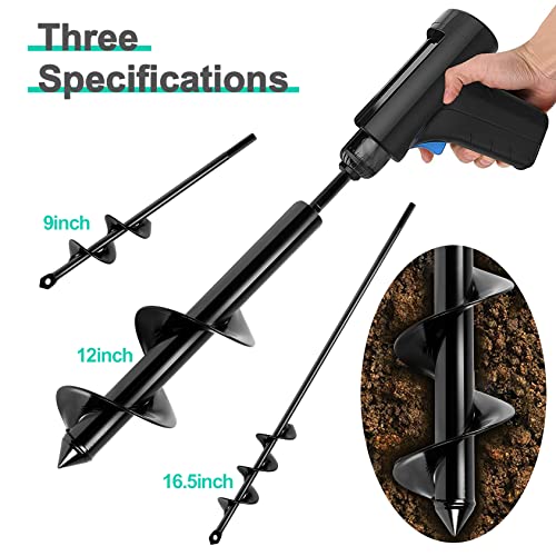 Auger Drill Bit for Planting Garden Auger Spiral Drill Bit Post Hole Digger Bulb Planter Tool 1.6"X9" 3"X12" and 1.6"X16" for Bulb Planting, Hole Digger, Tulip Bulbs and Umbrella Holes