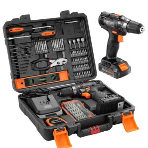 ENGiNDOT Tool Set with Drill, Cordless Drill Tool Kit 108Pcs Household Power Tools Drill Set with 20V Li-Ion Battery & Charger for Home Tool Kit