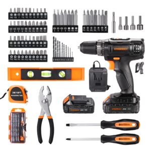 ENGiNDOT Tool Set with Drill, Cordless Drill Tool Kit 108Pcs Household Power Tools Drill Set with 20V Li-Ion Battery & Charger for Home Tool Kit