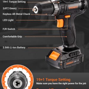 ENGiNDOT Tool Set with Drill, Cordless Drill Tool Kit 108Pcs Household Power Tools Drill Set with 20V Li-Ion Battery & Charger for Home Tool Kit