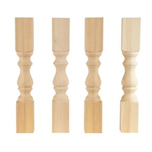 CAROLINA LEG CO. Chunky Monastery Farmhouse End Table Legs - Unfinished - DIY Furniture - Turned Legs - Set of 4 - Dimensions: 3.5" x 23"