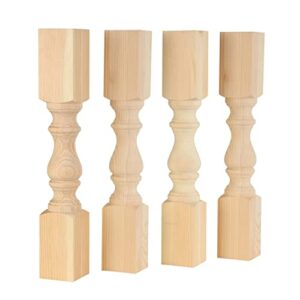 carolina leg co. chunky monastery farmhouse end table legs - unfinished - diy furniture - turned legs - set of 4 - dimensions: 3.5" x 23"