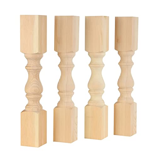 CAROLINA LEG CO. Chunky Monastery Farmhouse End Table Legs - Unfinished - DIY Furniture - Turned Legs - Set of 4 - Dimensions: 3.5" x 23"