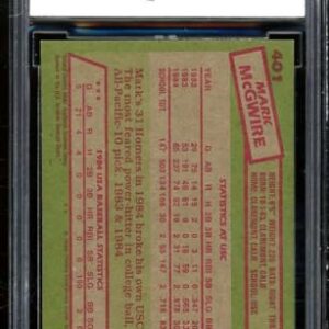 1985 Topps #401 Mark Mcgwire Rookie Card BGS BCCG 9 Near Mint+