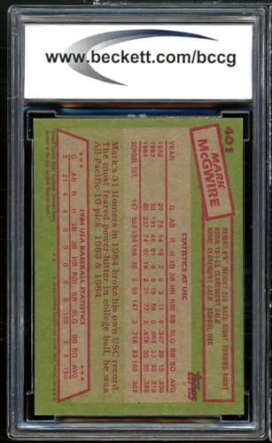 1985 Topps #401 Mark Mcgwire Rookie Card BGS BCCG 9 Near Mint+