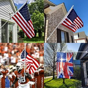 HOSKO White Flag Pole - 5ft Tangle Free Flag Pole Kit for 3x5 Flags, 1 inch Stainless Steel Flag Pole for House Outdoor Porch Decoration