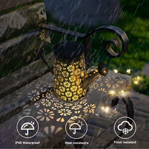 Solar Lights Outdoor Waterproof, Solar Watering Can Lights Garden Decor, Retro Metal Hanging Solar Lantern with String Lights, Outdoor Decorations for Patio Porch Lawn Driveway Yards Backyard Pathway