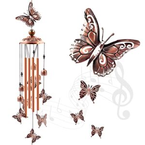 ukulork wind chimes outdoor clearance, butterflies aluminum tube windchime with s hook,patio garden decor, housewarming gift.