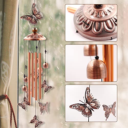 Ukulork Wind Chimes Outdoor Clearance, Butterflies Aluminum Tube Windchime with S Hook,Patio Garden Decor, Housewarming Gift.