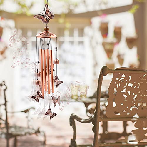 Ukulork Wind Chimes Outdoor Clearance, Butterflies Aluminum Tube Windchime with S Hook,Patio Garden Decor, Housewarming Gift.